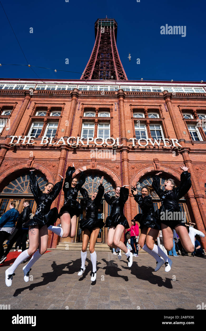 Dancers practice in front of the famous Blackpool Tower, ready for ...