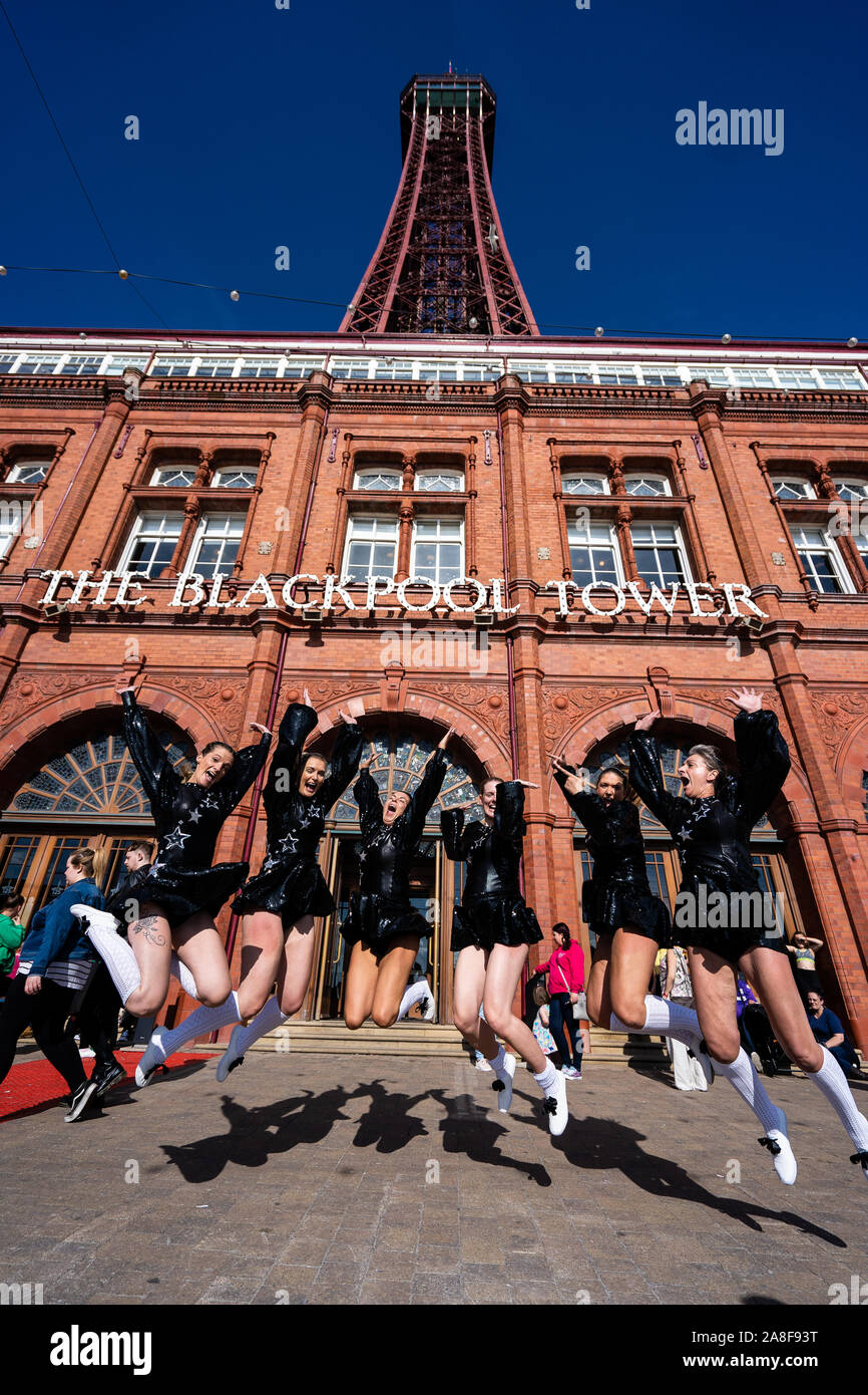 Dancers practice in front of the famous Blackpool Tower, ready for ...