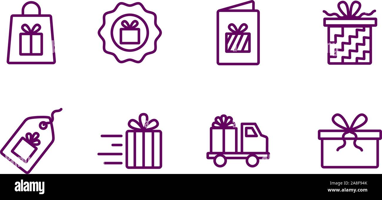 Isolated gift icon set line vector design Stock Vector Image & Art - Alamy