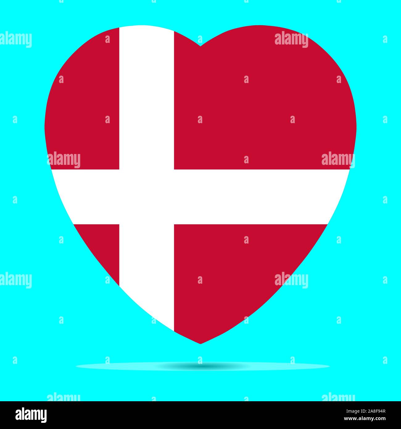 Denmark Flag In Heart Shape Vector illustration. EPS10 Stock Vector ...
