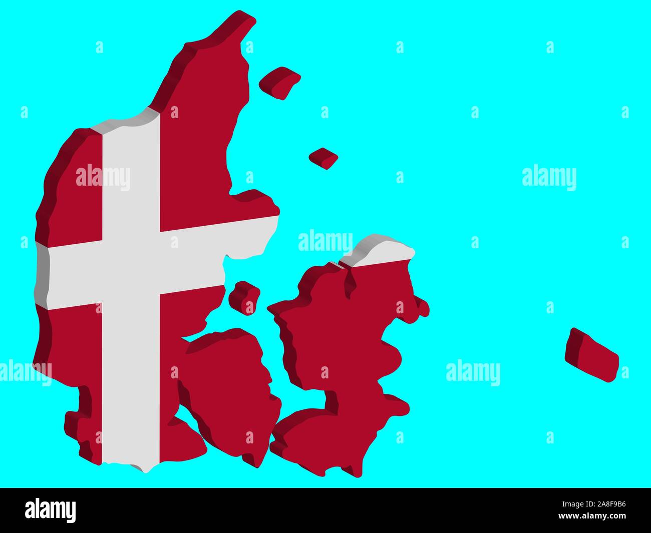 3D Denmark map flag Vector illustration. EPS10 Stock Vector Image & Art ...