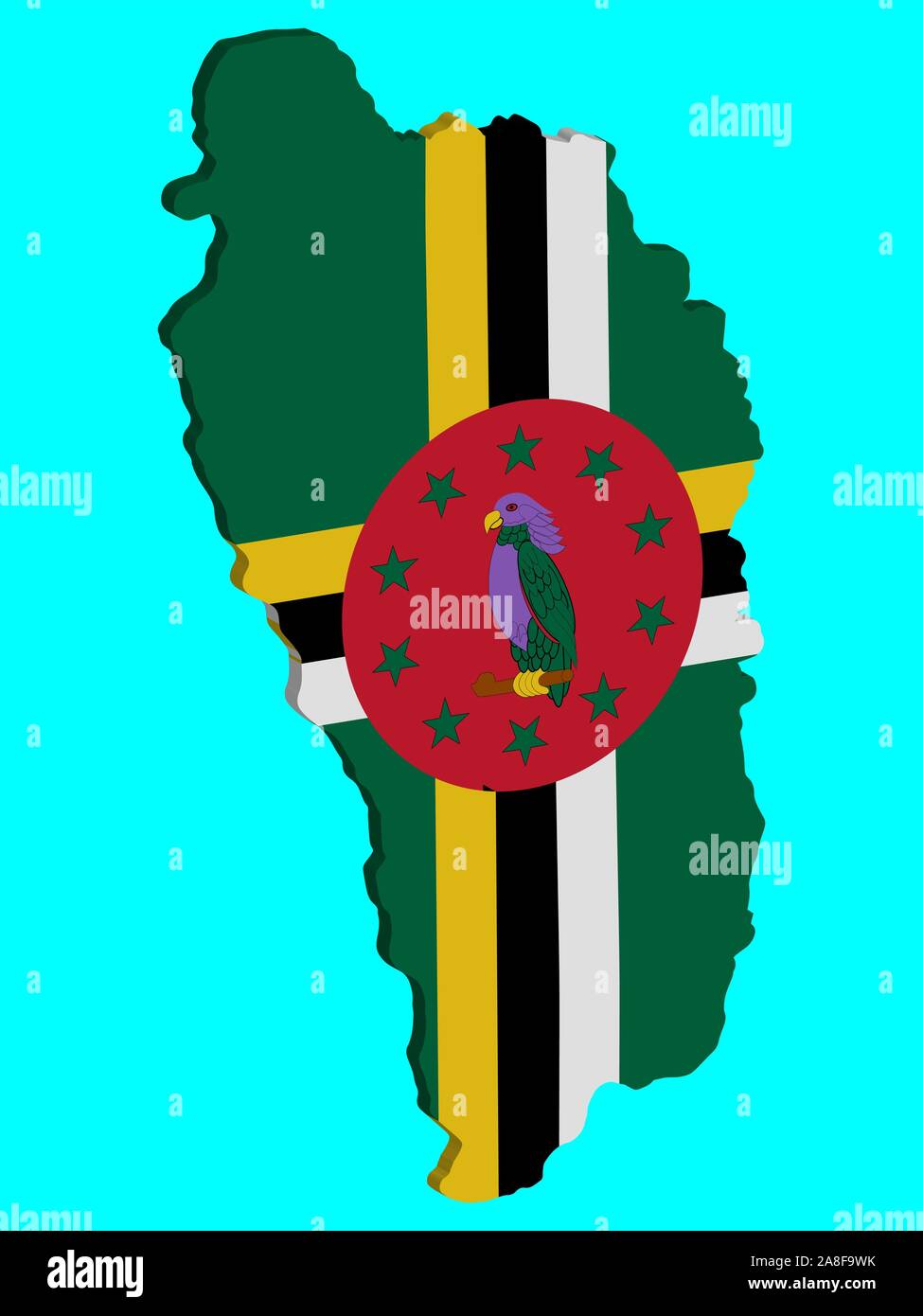 3D Dominica map flag Vector illustration. EPS10 Stock Vector Image ...