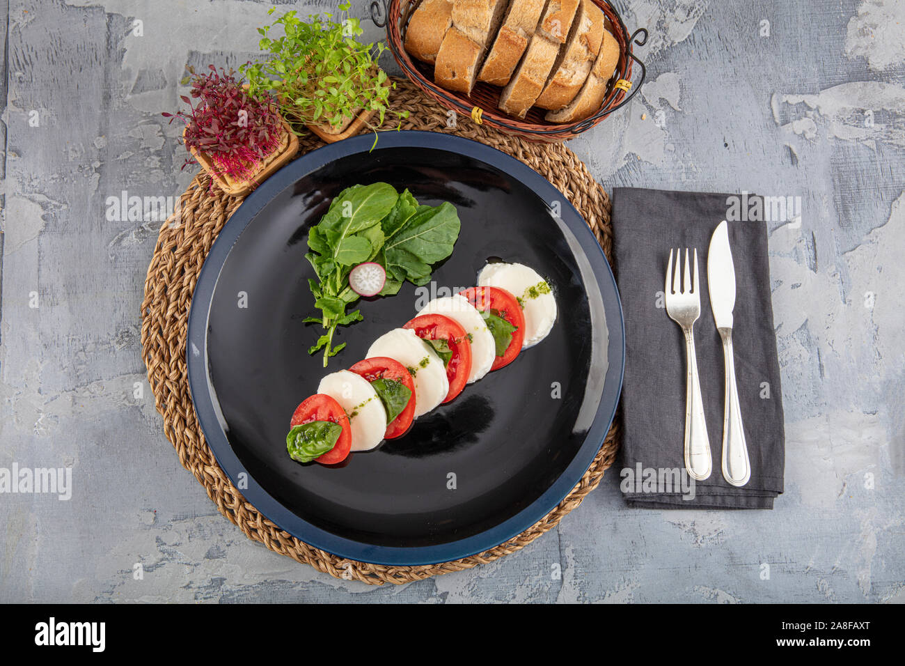 Cheese plate with mozzarella; Plate of healthy classic delicious ...