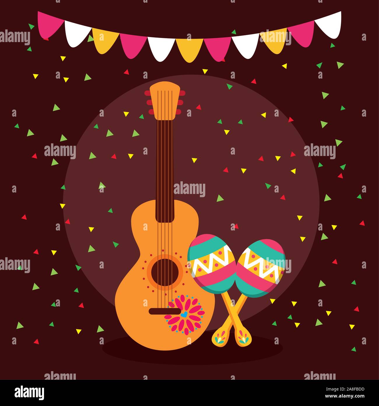 Mexican guitar and maracas vector design Stock Vector Image & Art - Alamy