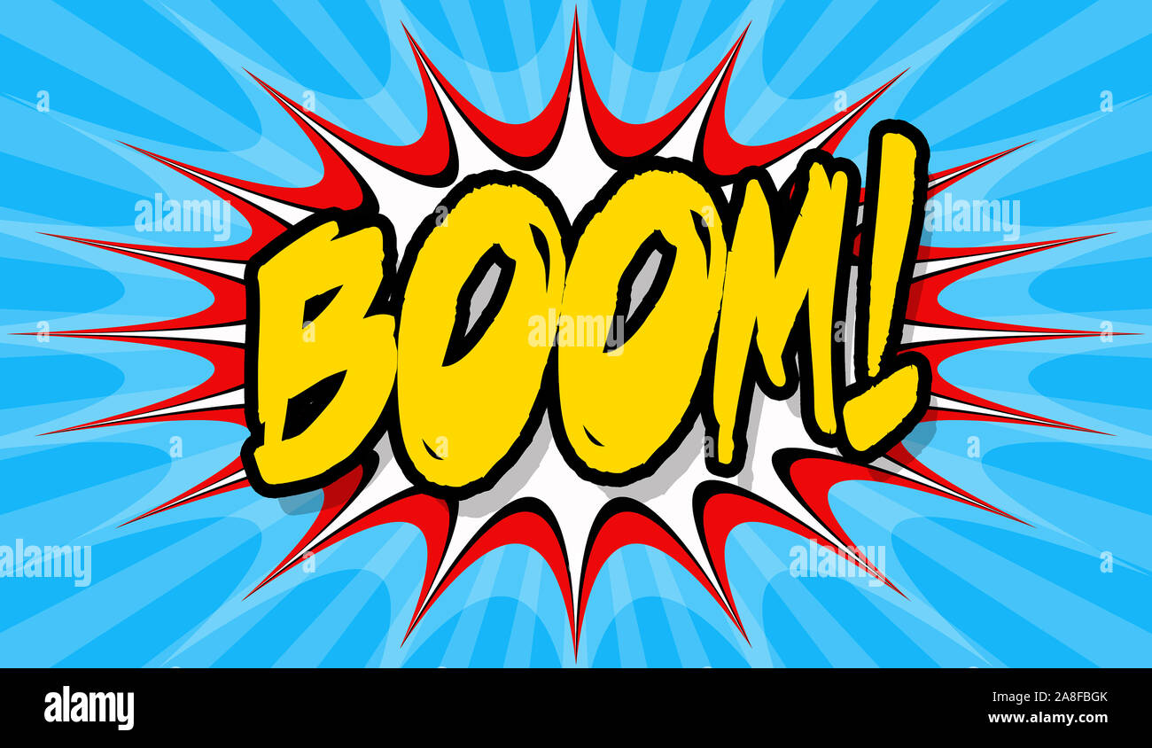 Boom pop art poster, comic book writing or sign Stock Photo - Alamy