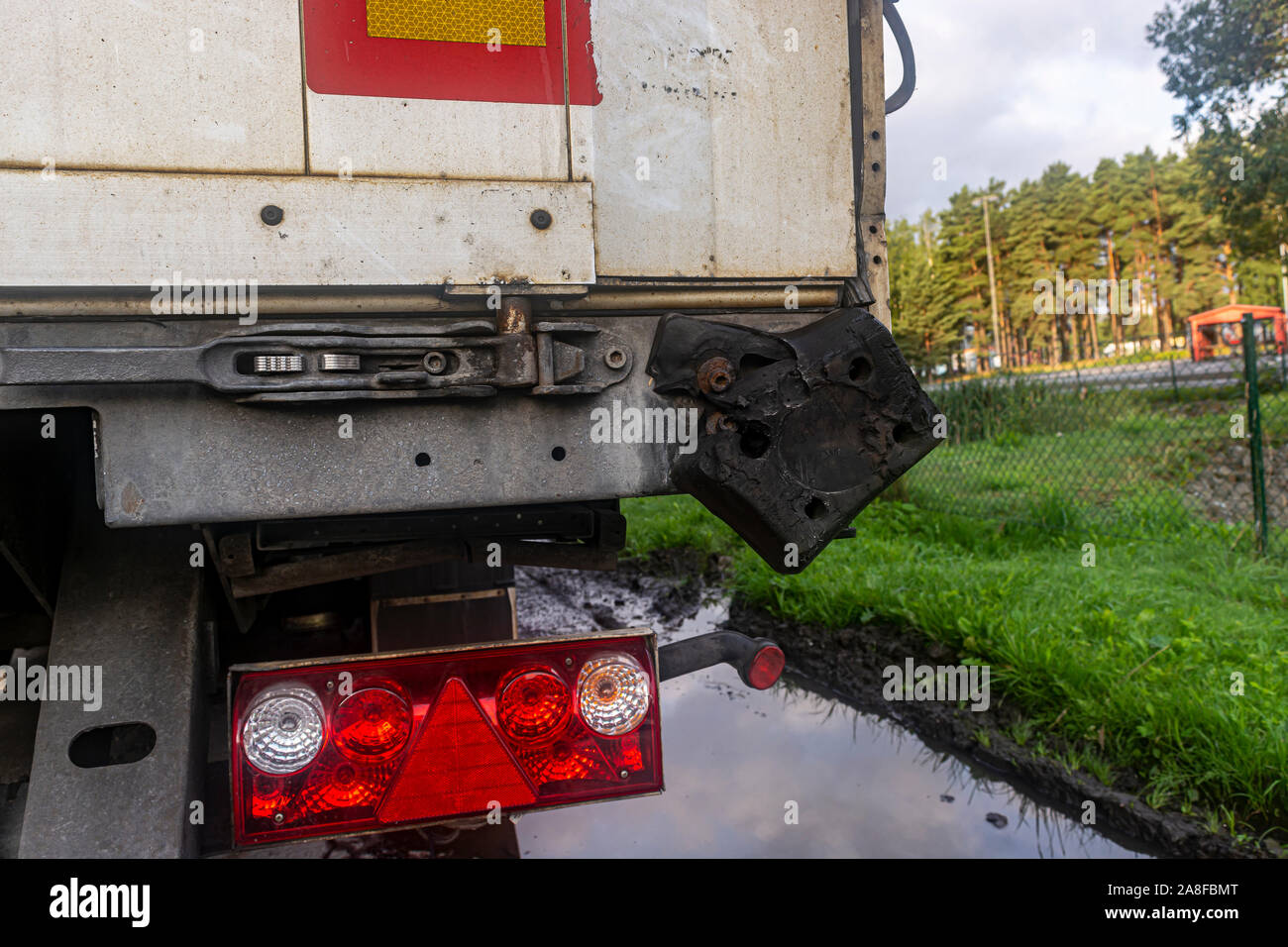the back of the truck trailer. new stop signal trailer closeup Stock ...