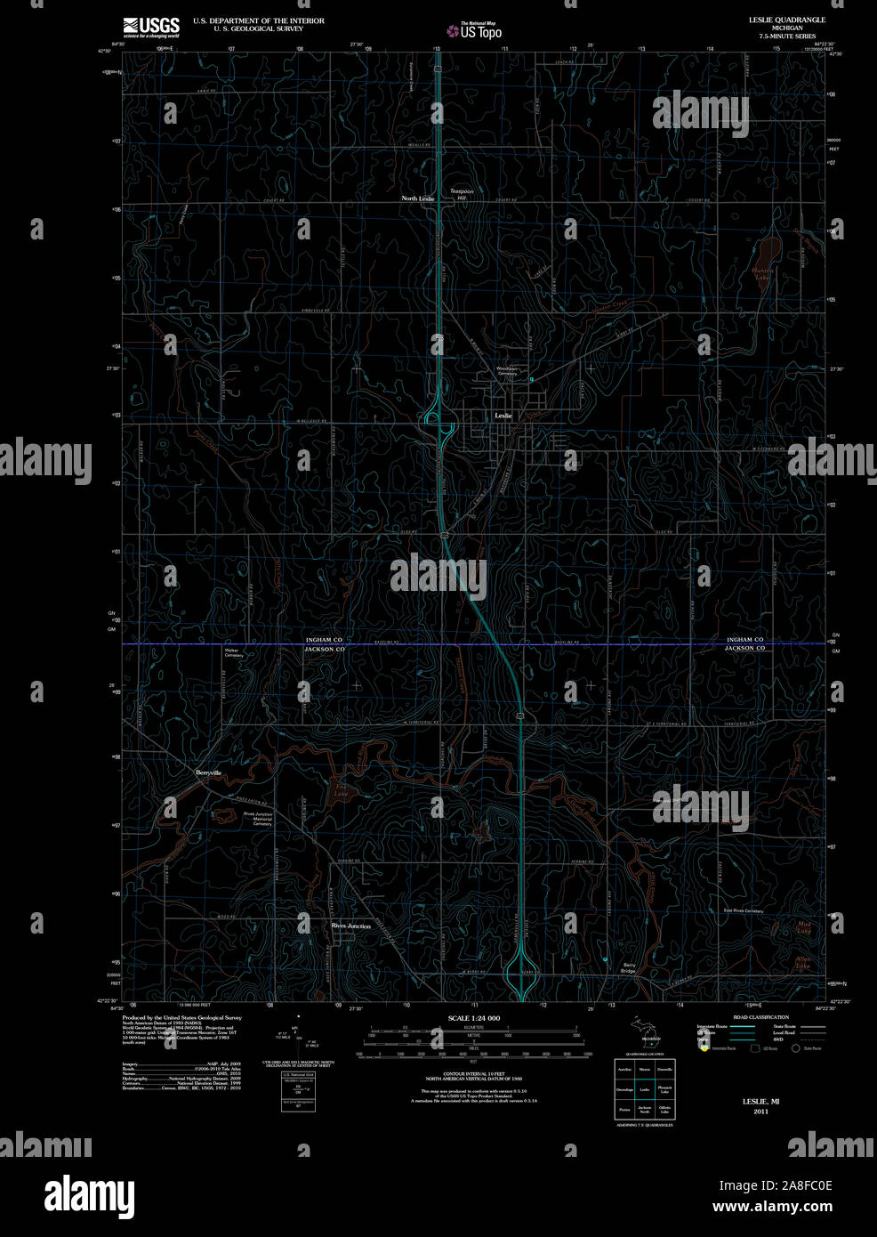 Map of leslie michigan hi-res stock photography and images - Alamy