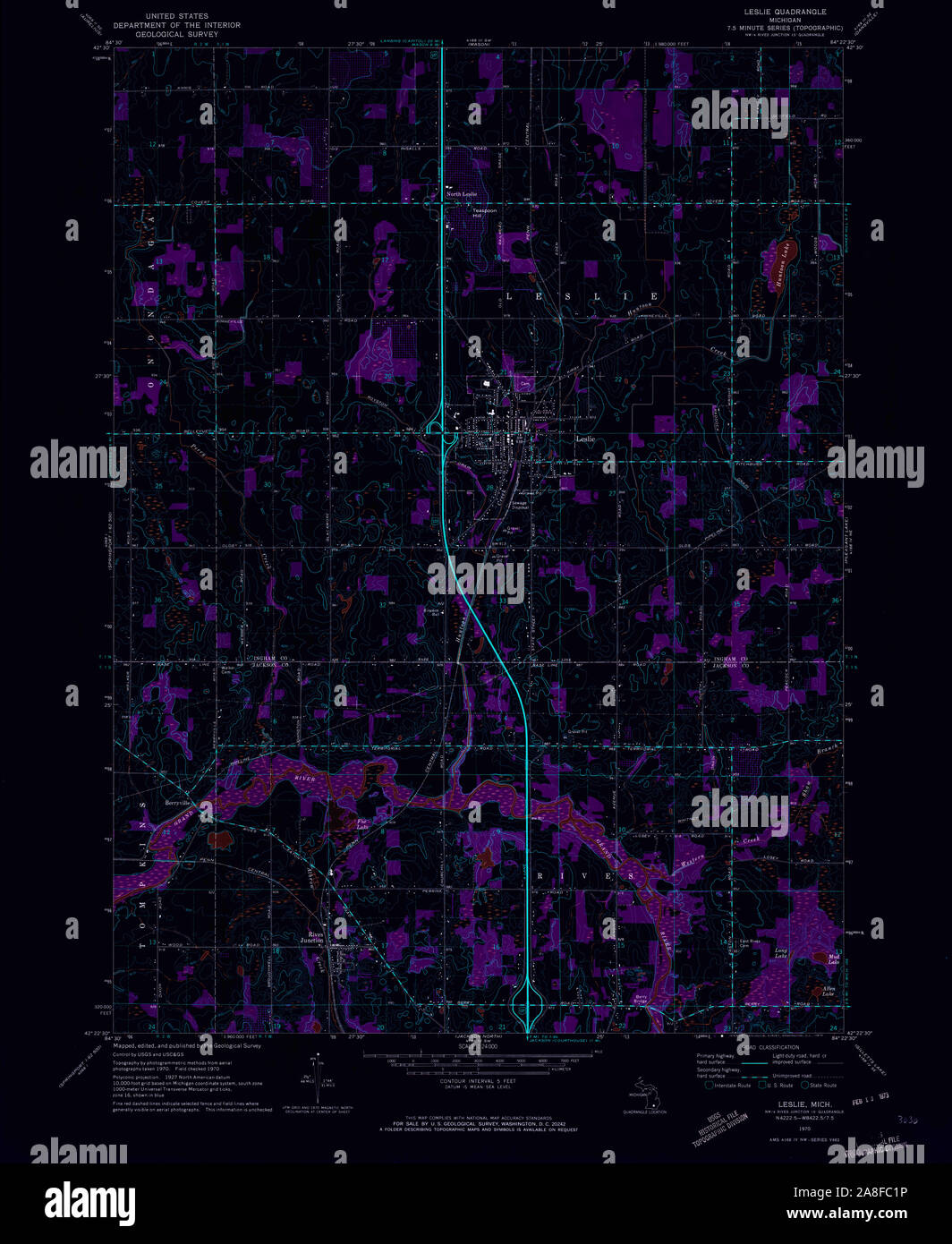 Map of leslie michigan hi-res stock photography and images - Alamy