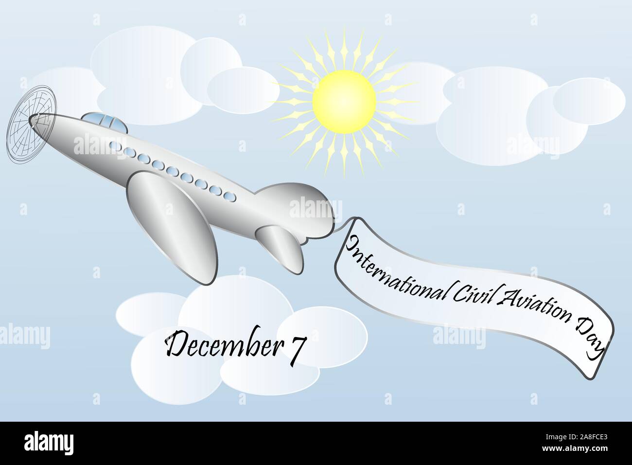 International Civil aviation day, airliner. December seven Stock Vector ...