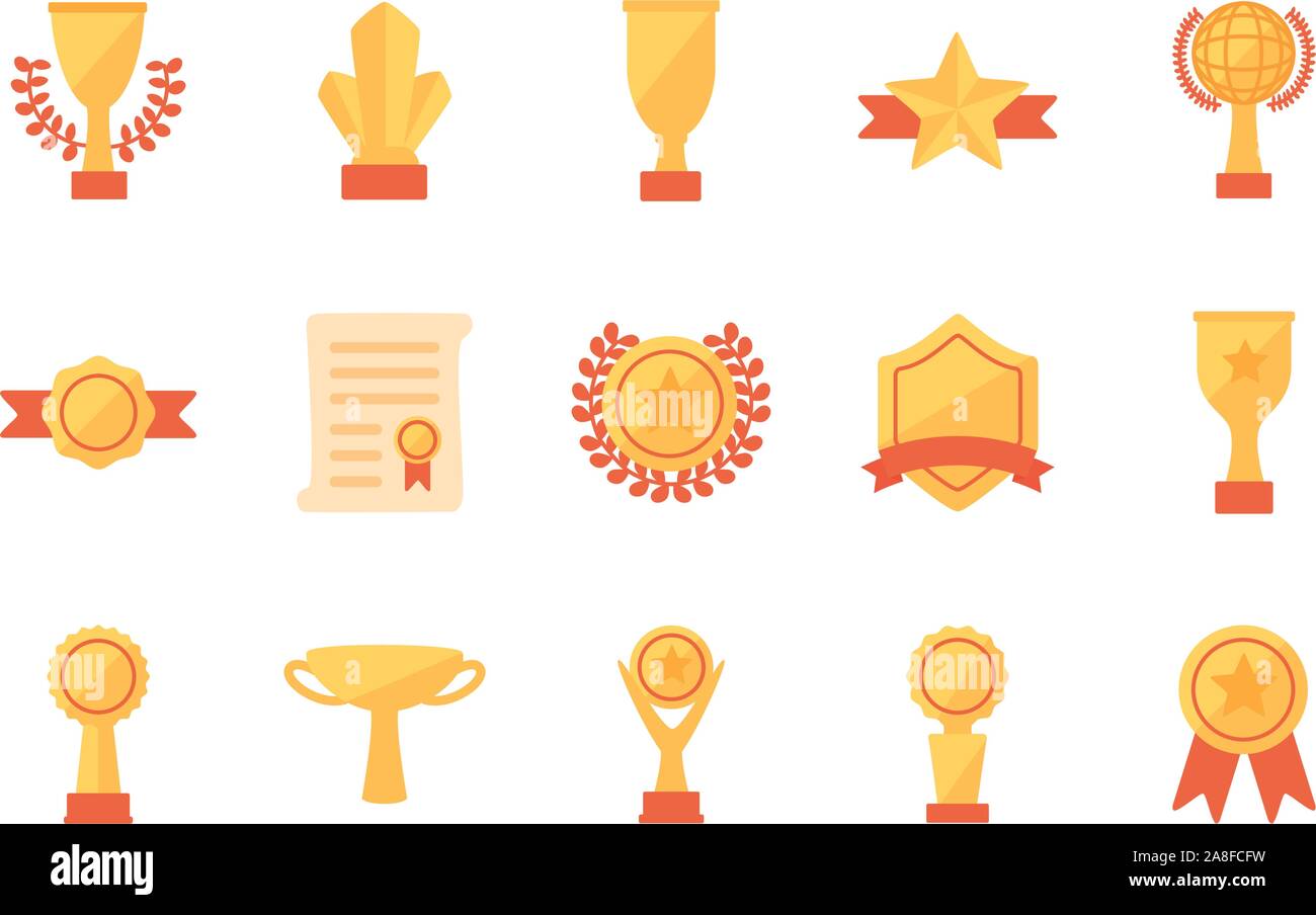 Isolated gold trophy icon set vector design Stock Vector Image & Art ...