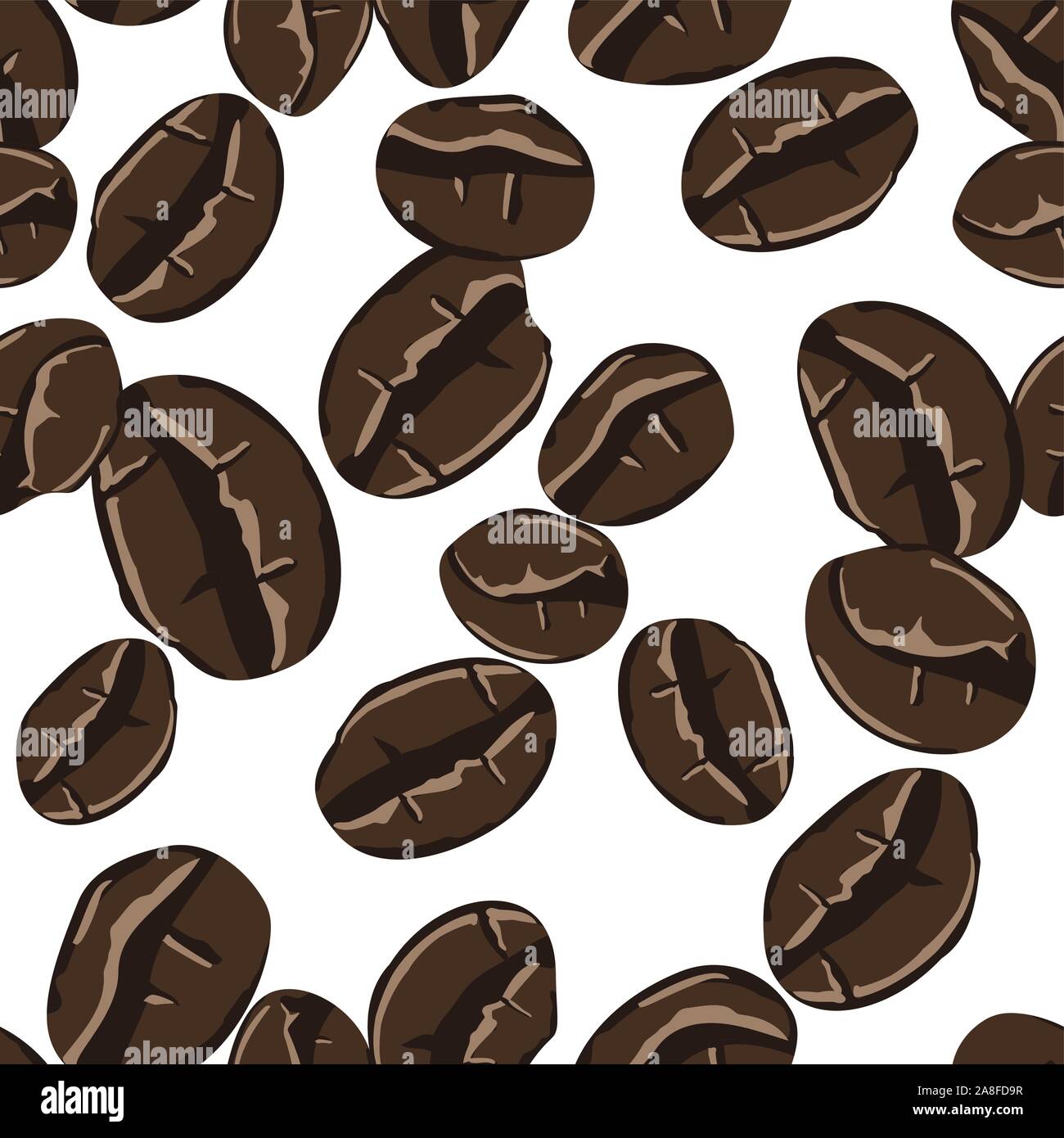 Coffee beans seamless pattern in abstract style. Vector hand drawing ...