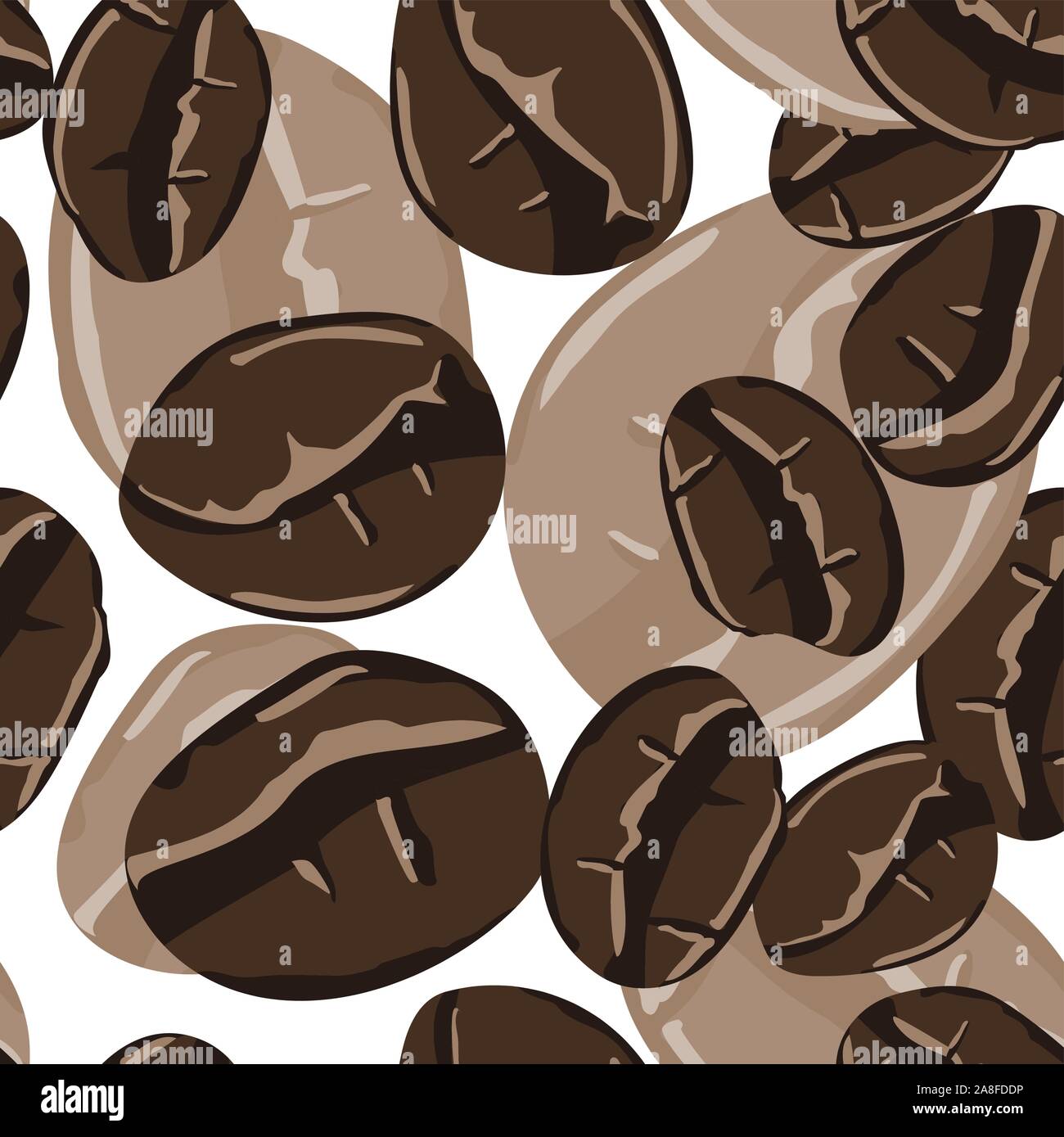 Coffee beans seamless pattern in abstract style. Vector hand drawing ...