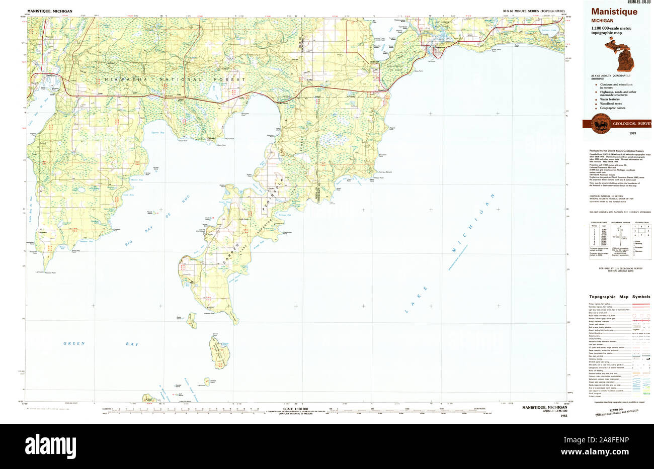 Map of manistique hi-res stock photography and images - Alamy
