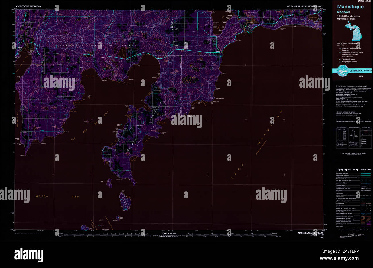 Map of manistique hi-res stock photography and images - Alamy