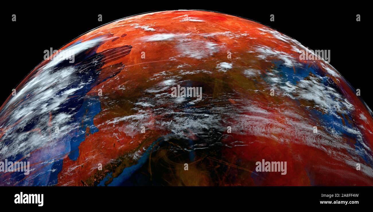 Water on Mars like Planet. Shot from space. Elements of this ...