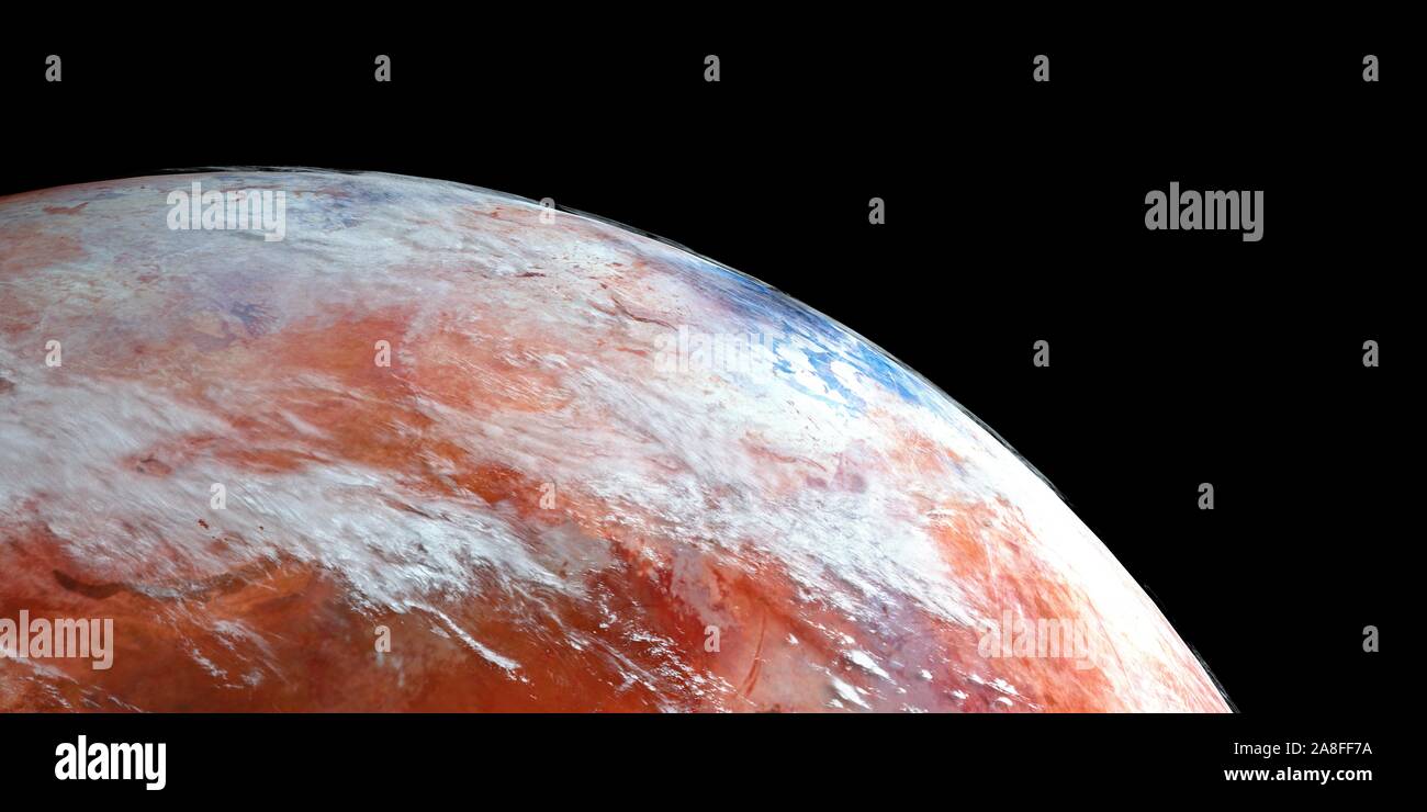 Water on Mars like Planet. Shot from space. Elements of this ...