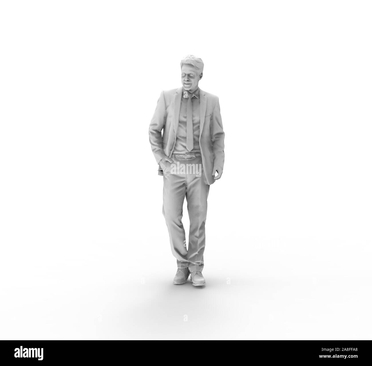 Man Standing on White Background 3D Rendering Stock Photo - Alamy