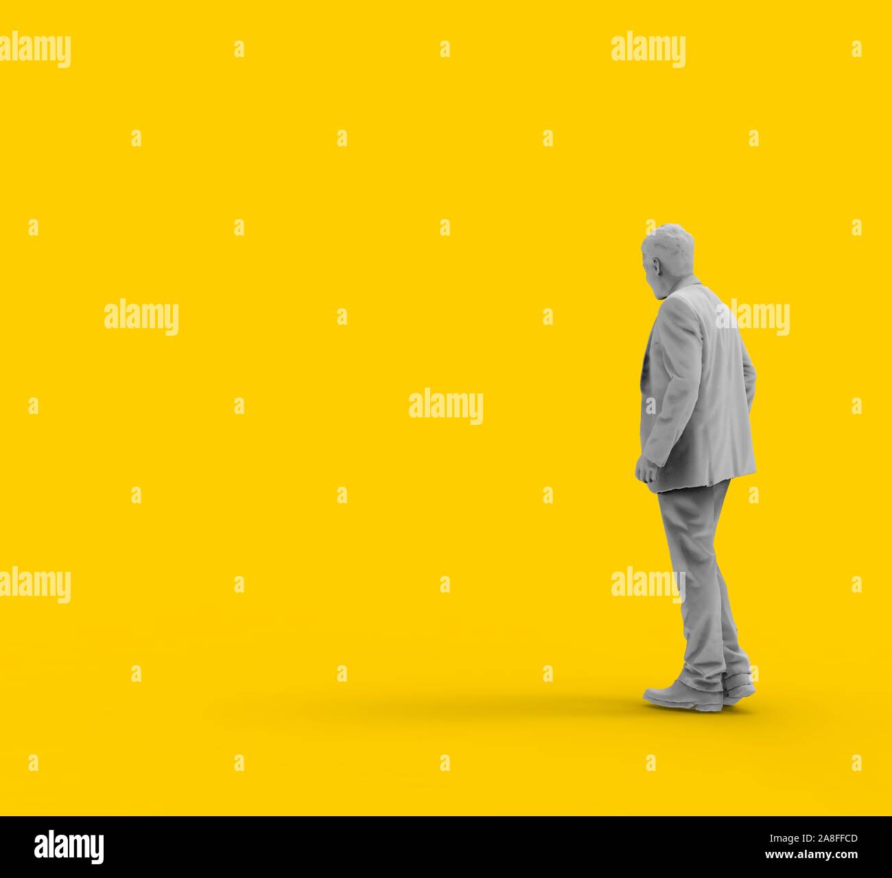 Man Standing on Yellow Background 3D Rendering Stock Photo - Alamy