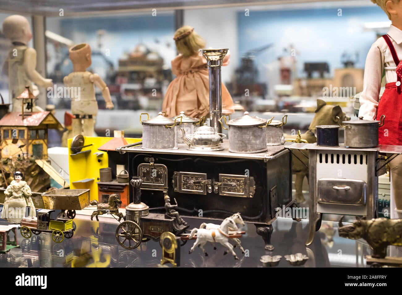 MUNICH, GERMANY - NOVEMBER 23, 2018 : Collection of toys in the Toy ...