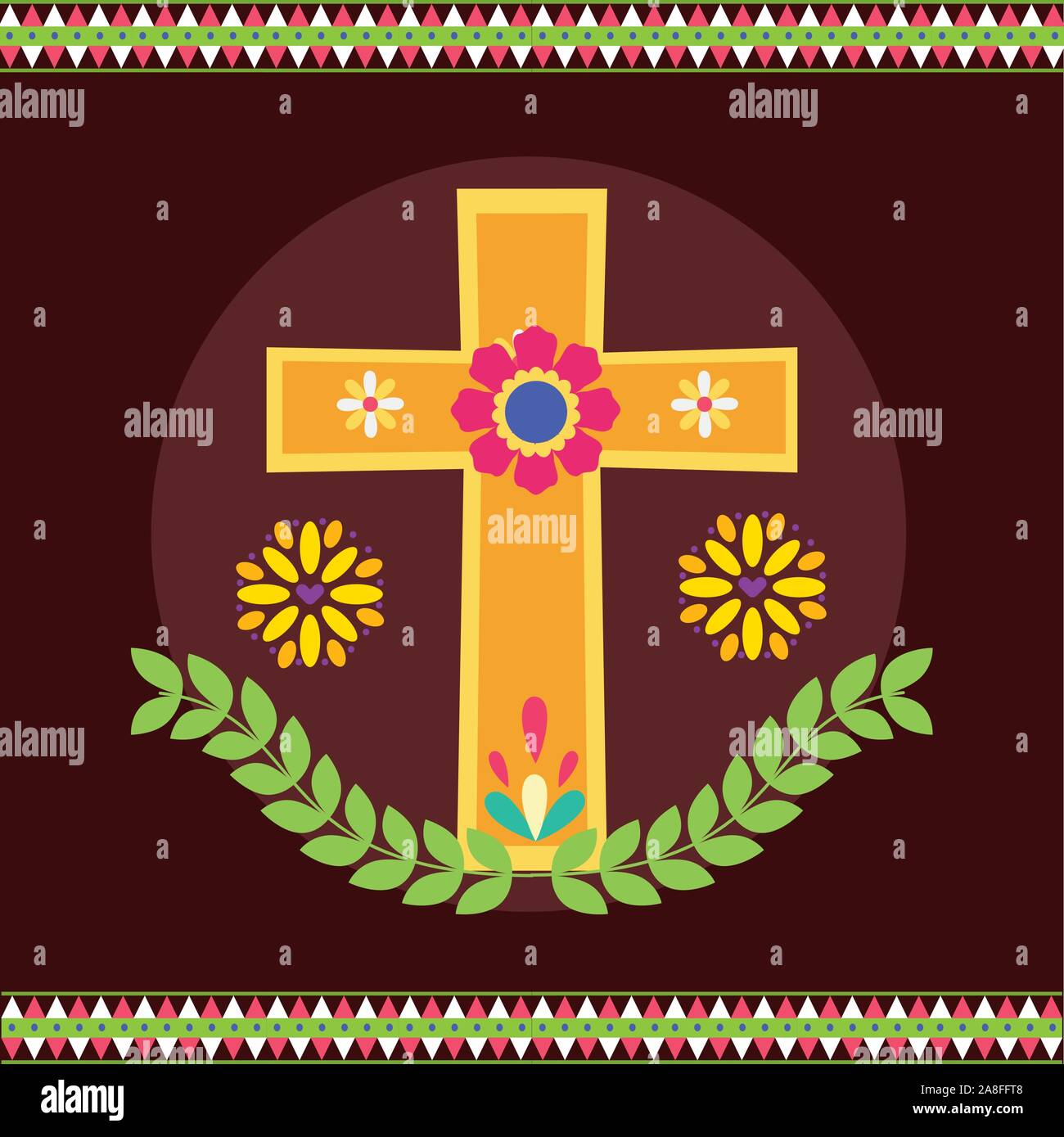 Mexican cross and wreath vector design Stock Vector Image & Art - Alamy