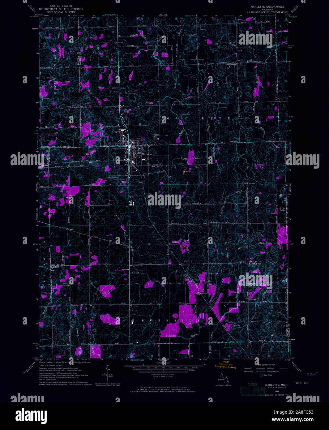 Map of marlette michigan hi-res stock photography and images - Alamy