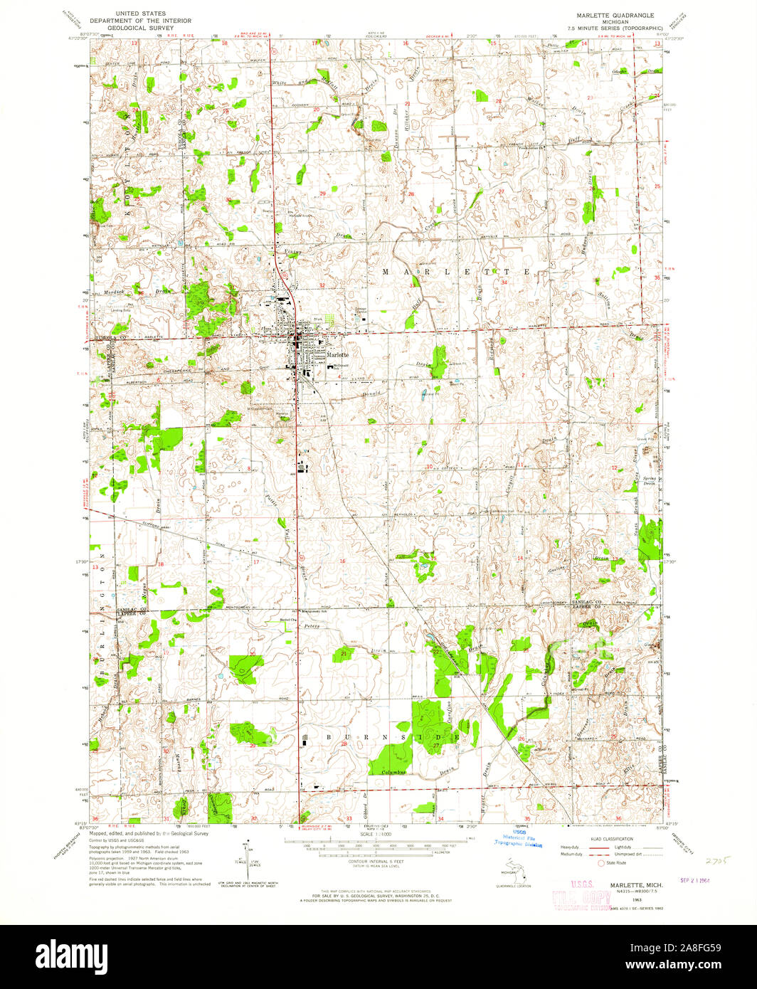 Map of marlette michigan hi-res stock photography and images - Alamy
