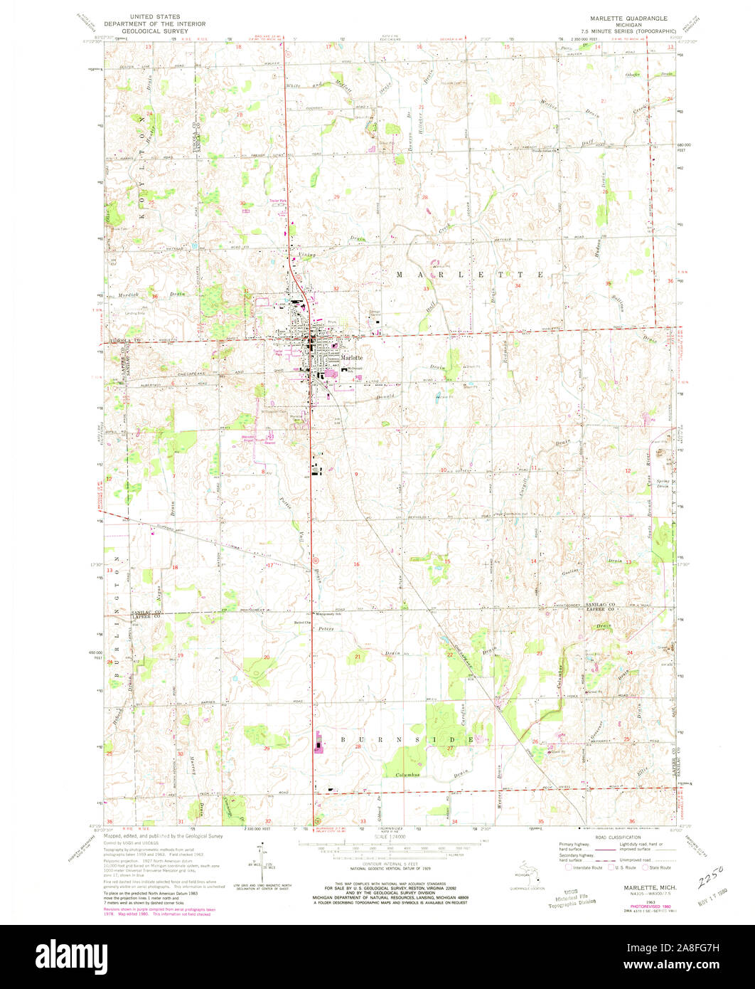 Map of marlette michigan hi-res stock photography and images - Alamy