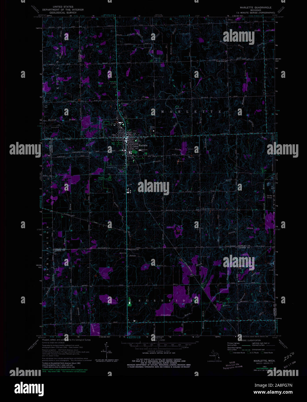 Map of marlette michigan hi-res stock photography and images - Alamy