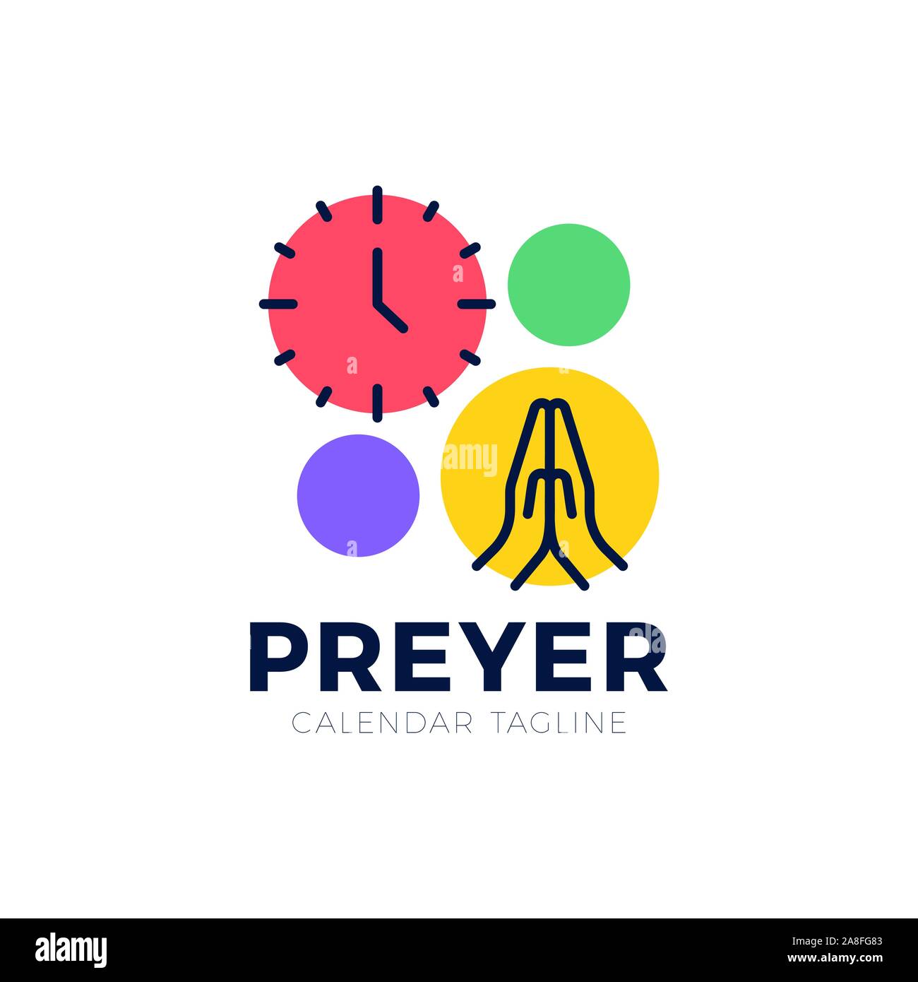 Time to Pray vector logo. Praying Hands Icon with clock Stock Vector ...