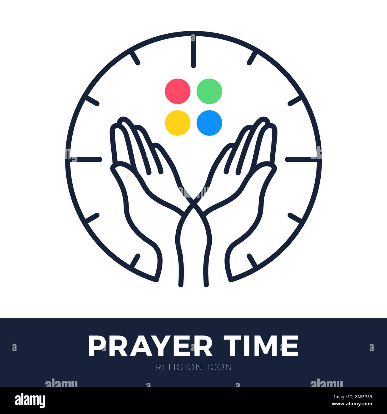 Time to Pray vector logo. Praying Hands Icon with clock Stock Vector ...