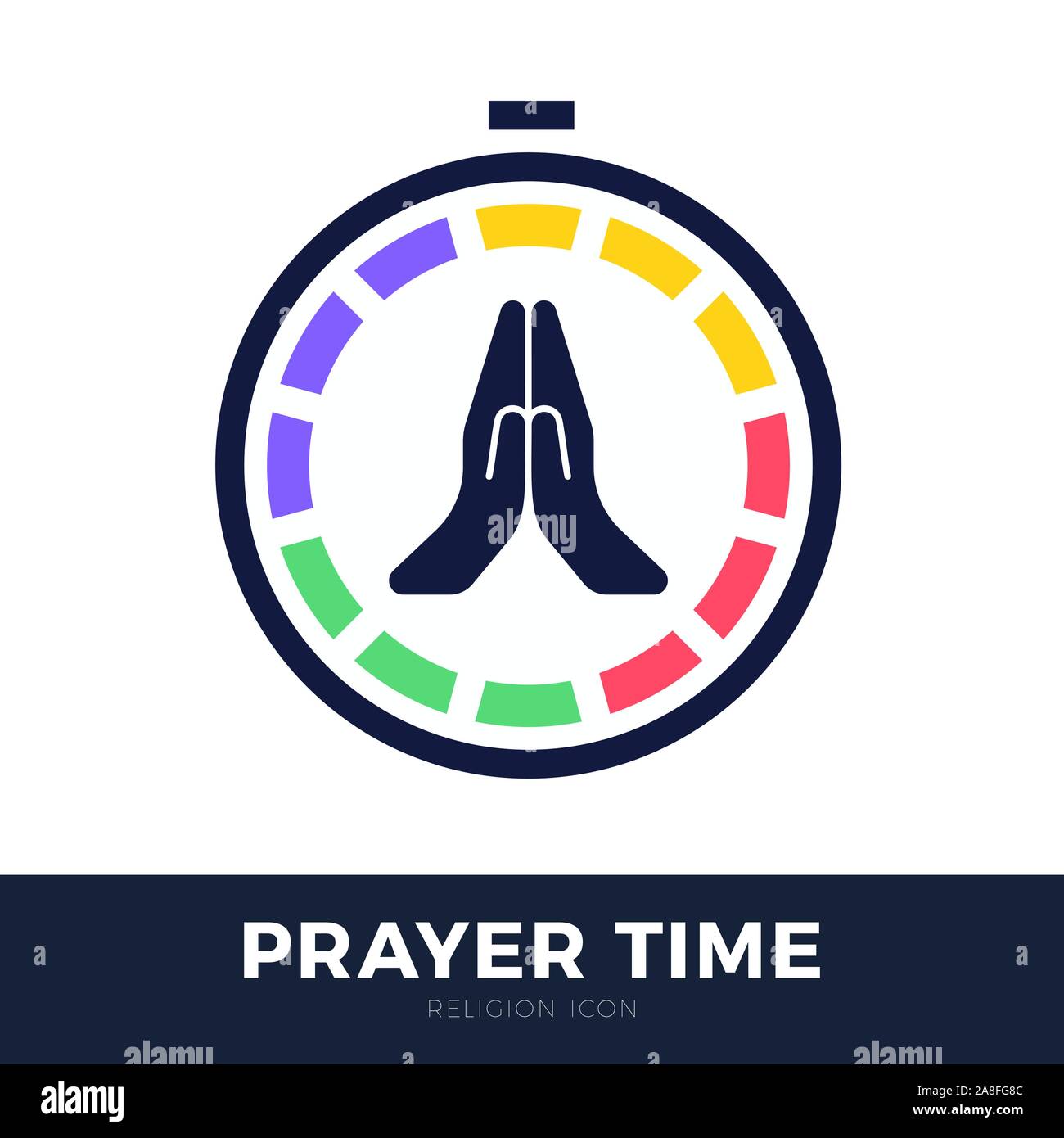 Time to Pray vector logo. Praying Hands Icon with clock Stock Vector ...