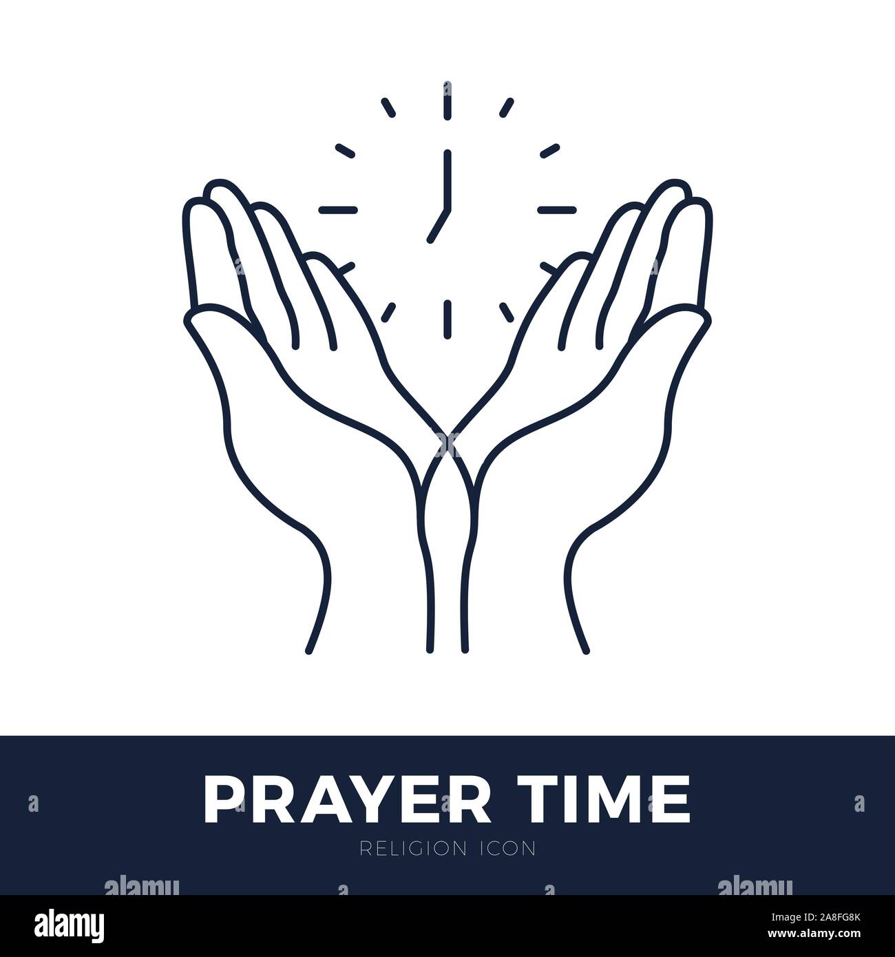 Time to Pray vector logo. Praying Hands Icon with clock Stock Vector ...