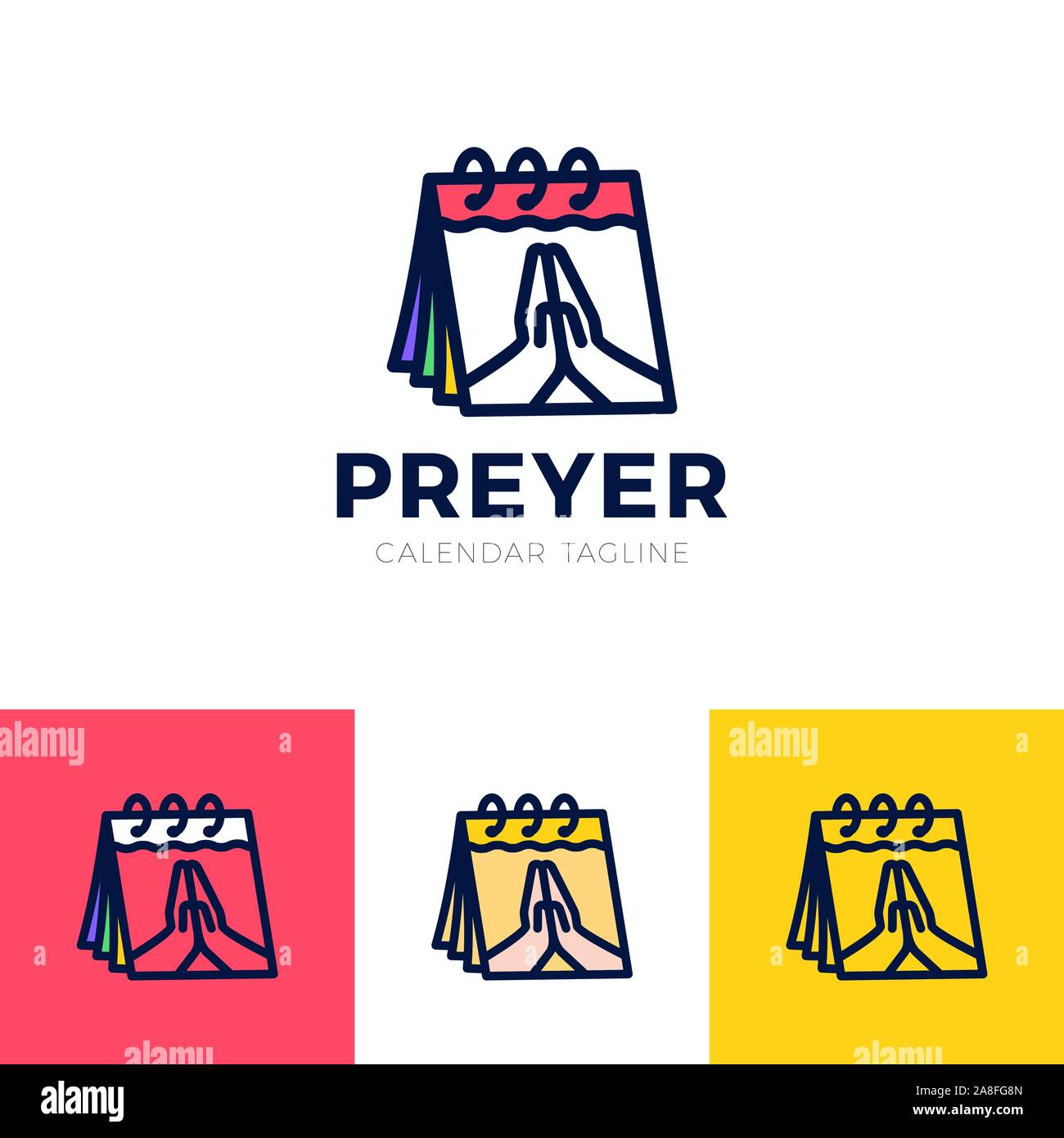 Time to Pray vector logo. Praying Hands Icon with calendar Stock Vector ...