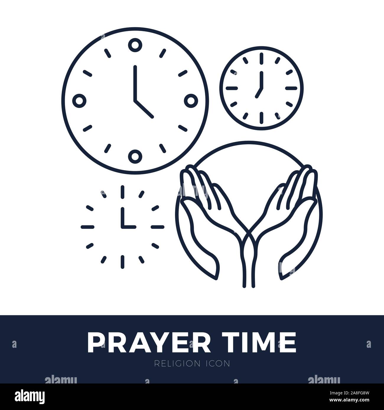 Time to Pray vector logo. Praying Hands Icon with clock Stock Vector ...