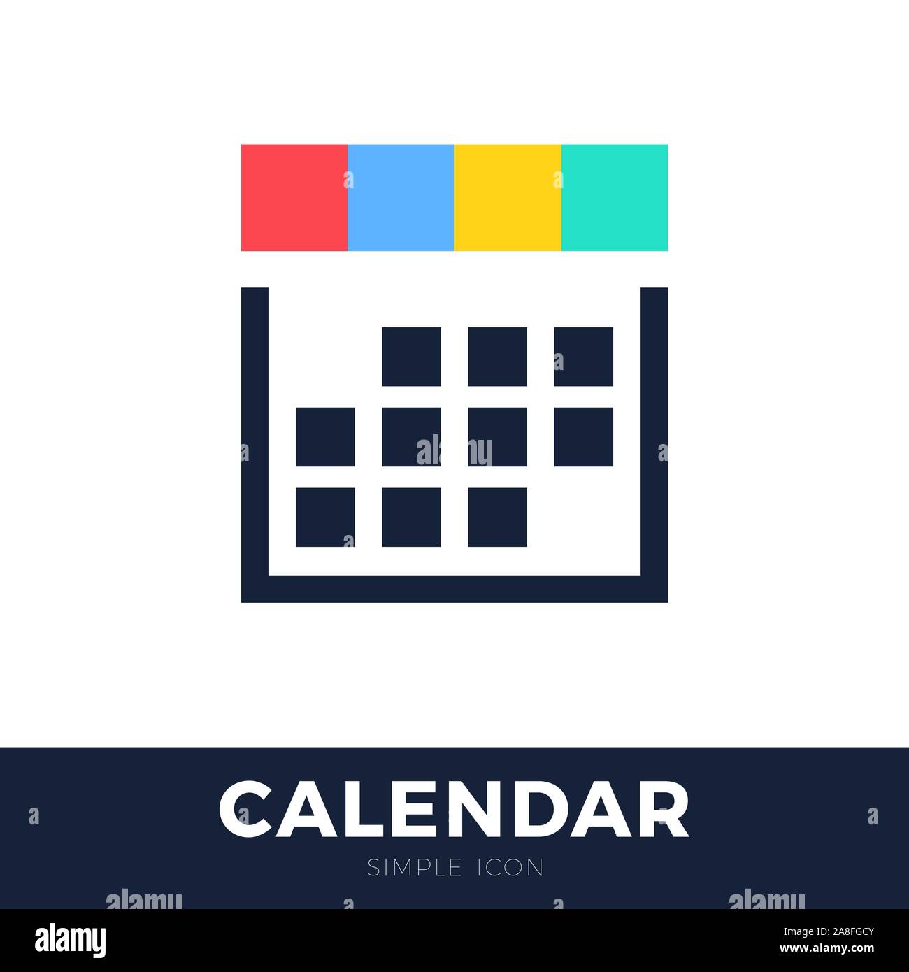 Four Seasons Calendar flat vector icon. Calendar line vector icon on ...