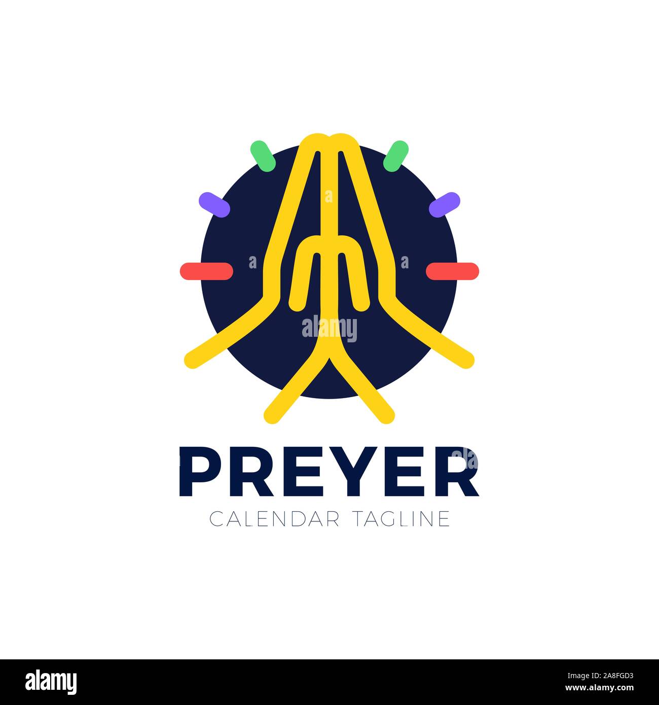 Time to Pray vector logo. Praying Hands Icon with clock Stock Vector ...