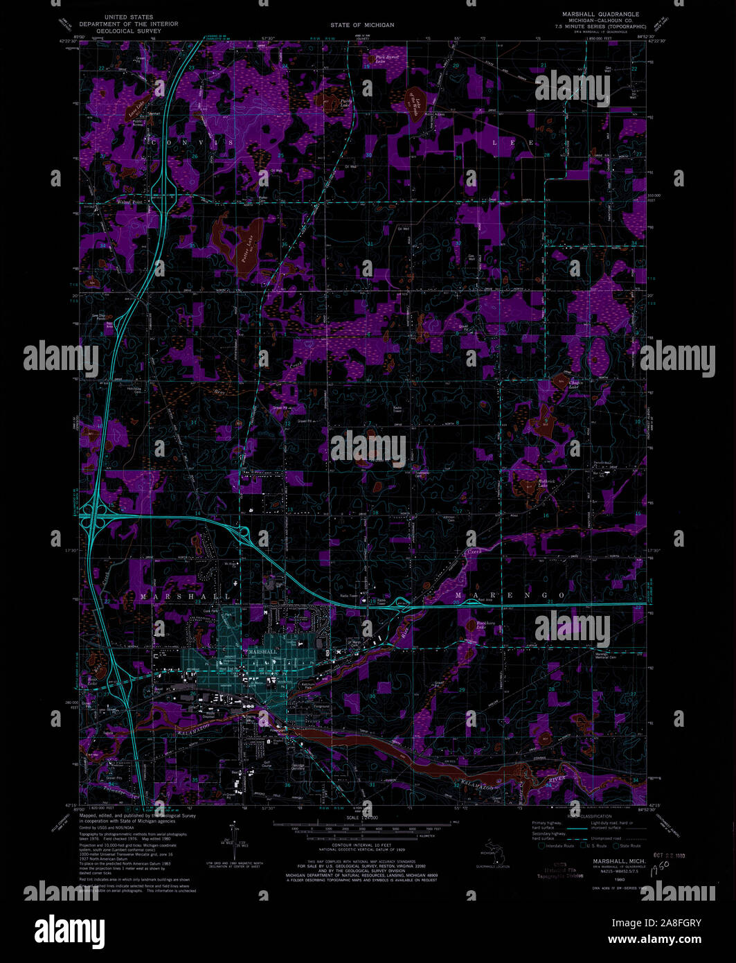 Map of marshall michigan hi-res stock photography and images - Alamy