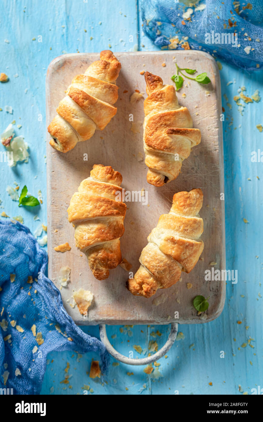 Sweet croissants with sweet and melting chocolate Stock Photo - Alamy