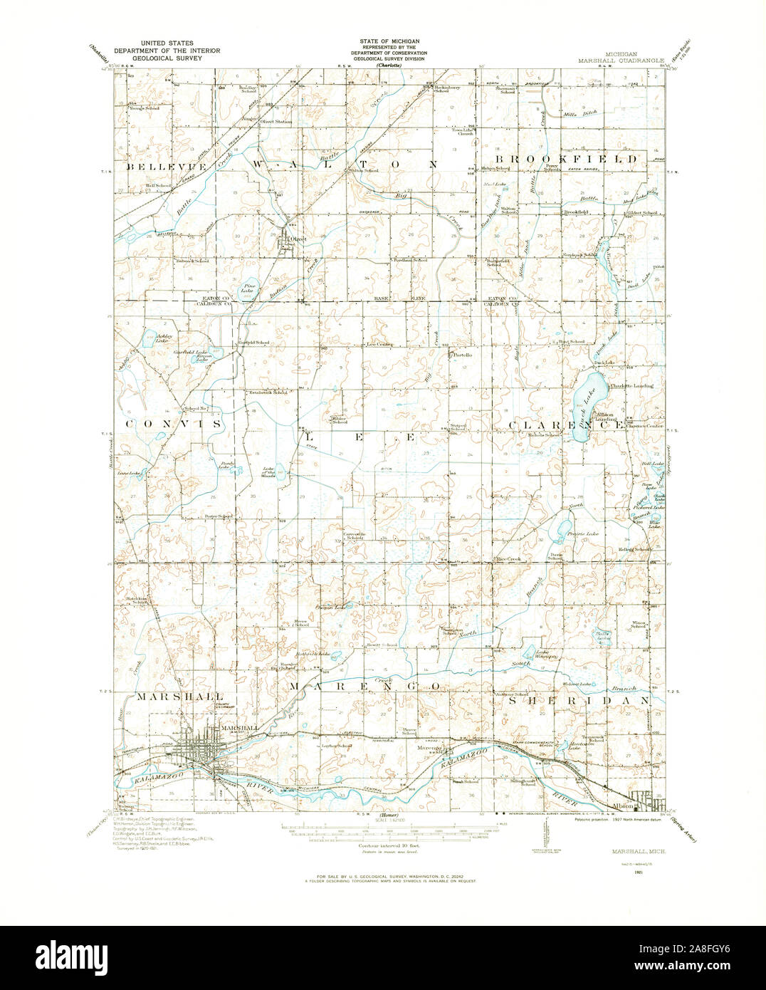 Marshall michigan map hi-res stock photography and images - Alamy
