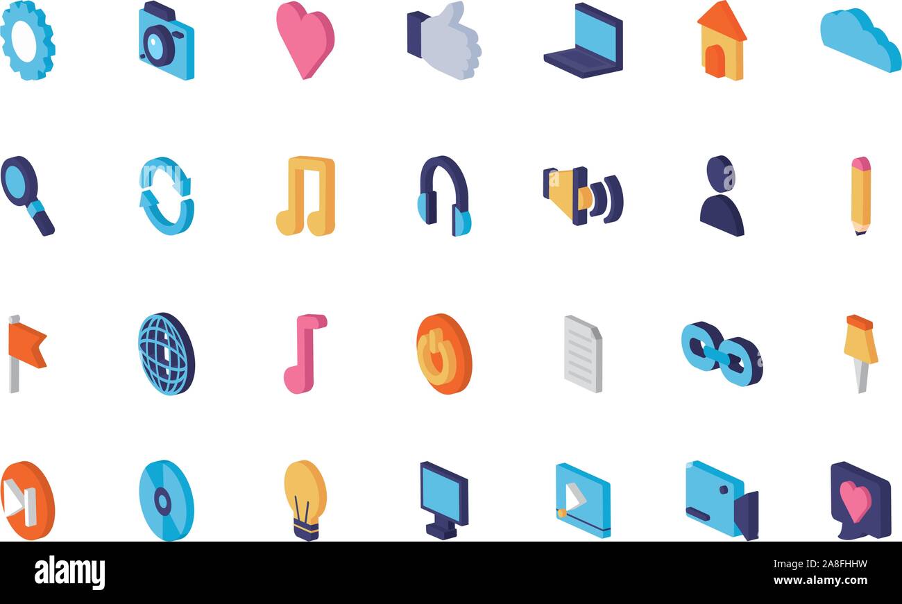 Isolated and isometric icon set vector design Stock Vector Image & Art ...