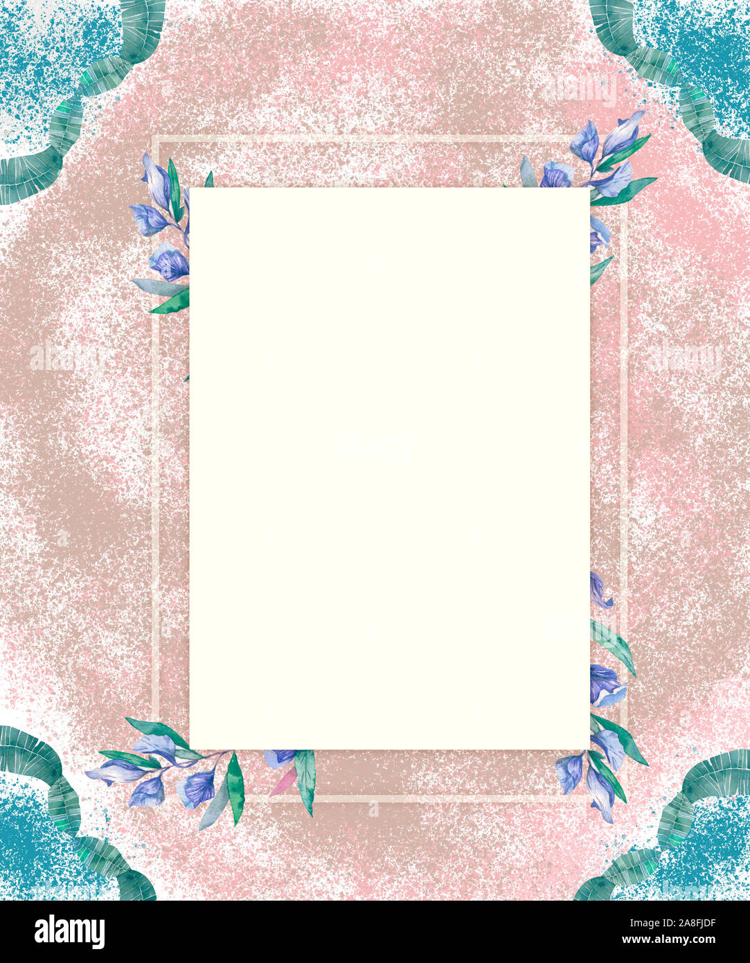 Wedding Invitation, grey ribbon and invite card geometric. Horizontal ...