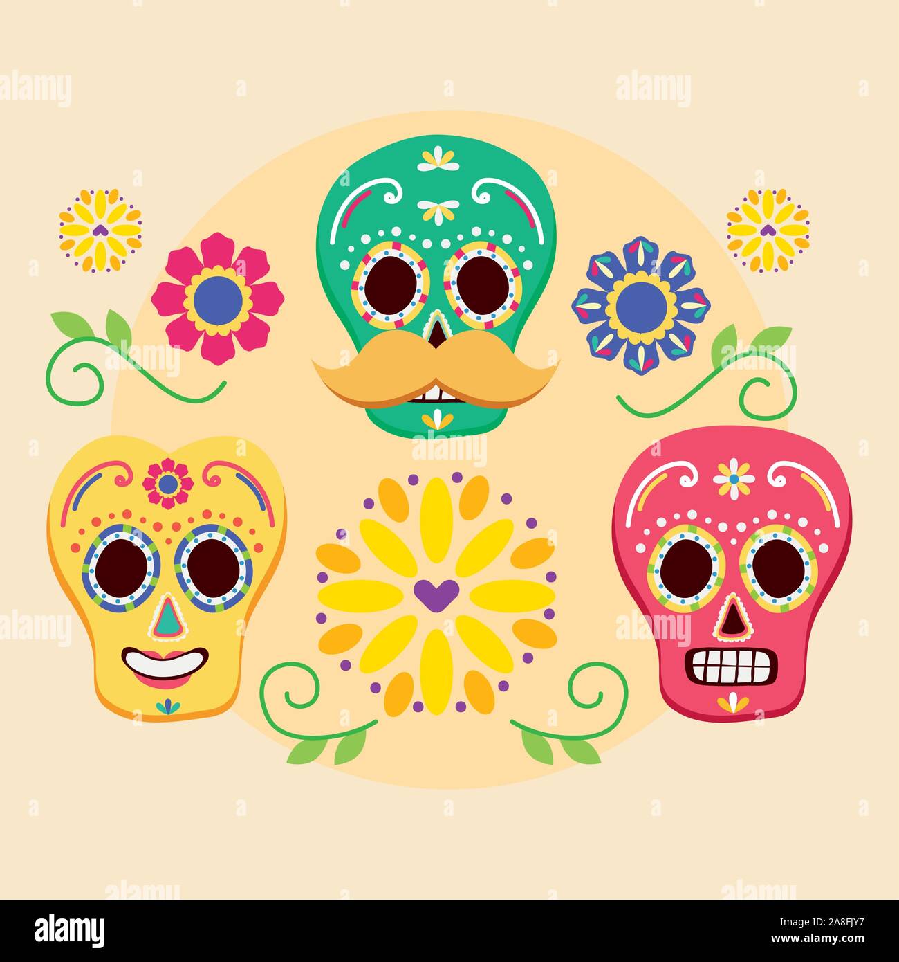 Mexican skulls vector design Stock Vector Image & Art - Alamy