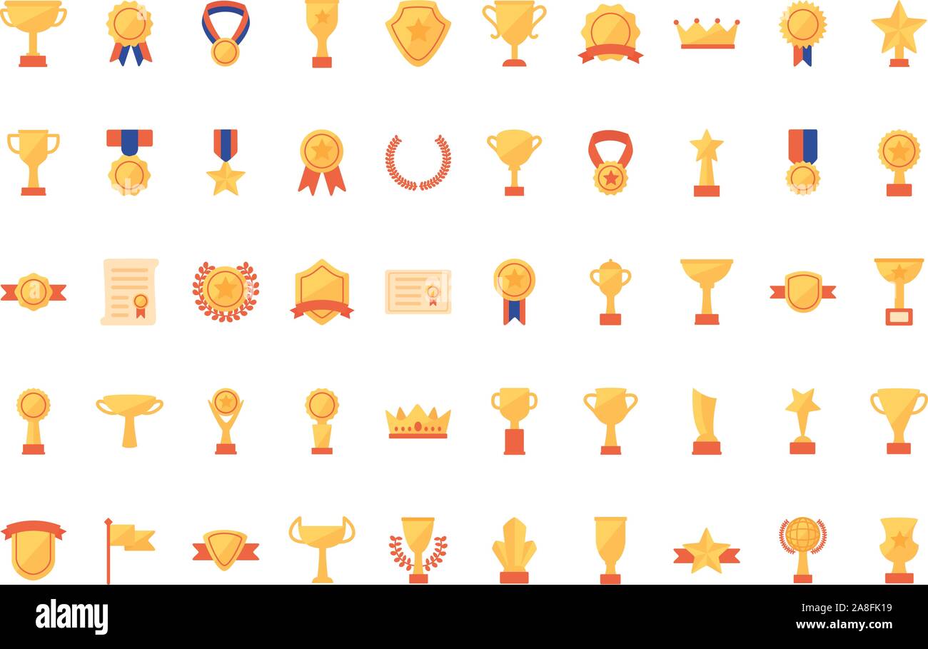 Isolated gold trophy icon set vector design Stock Vector Image & Art ...