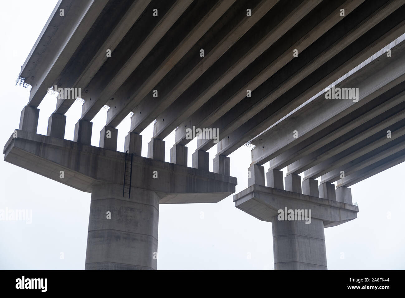 construction in progress of the bridge. reinforced concrete structure ...