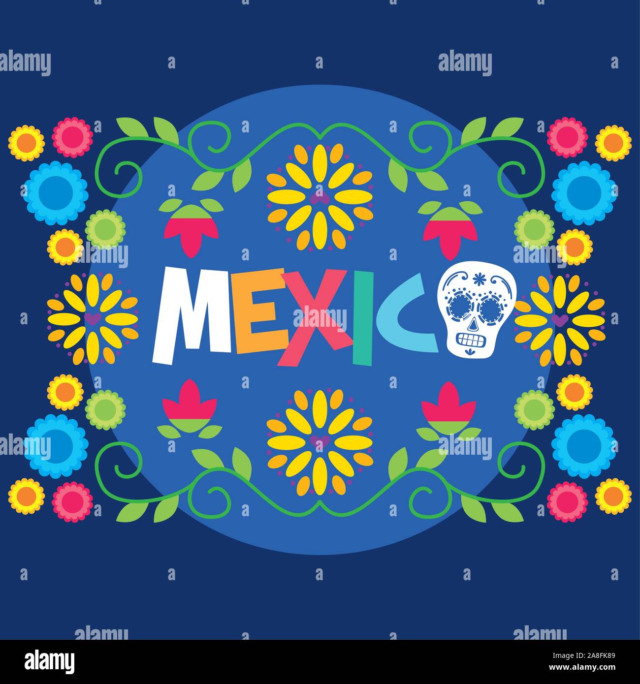 Mexican flowers and leaves vector design Stock Vector Image & Art - Alamy