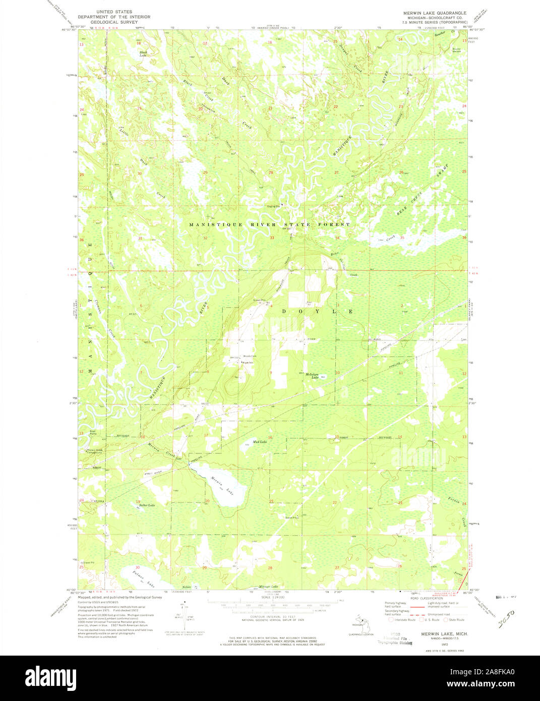 USGS TOPO Map Michigan MI Merwin Lake 276667 1972 24000 Stock Photo - Alamy