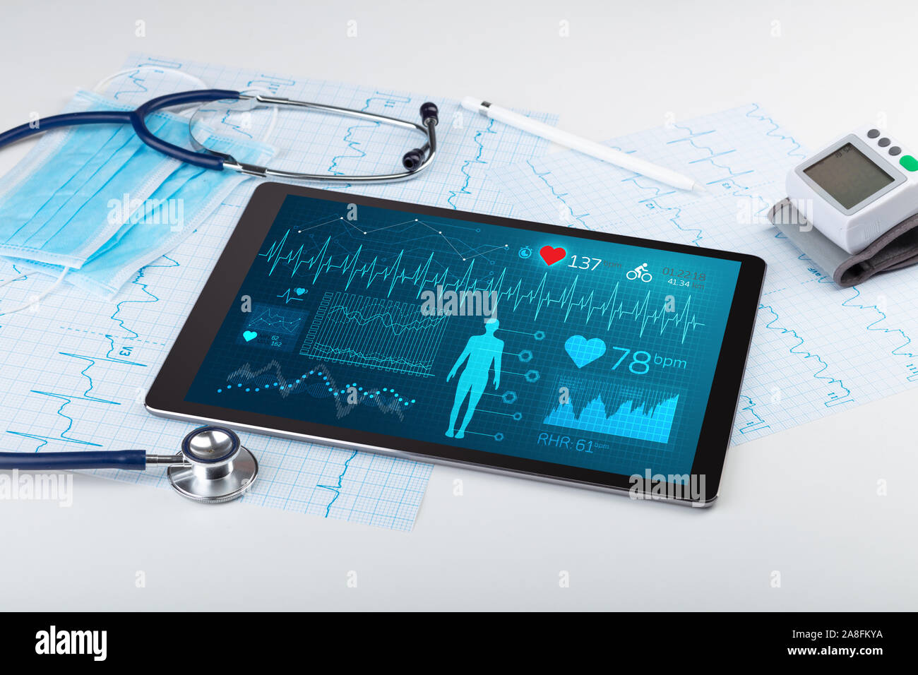 Live medical screening with medical application on tablet Stock Photo ...