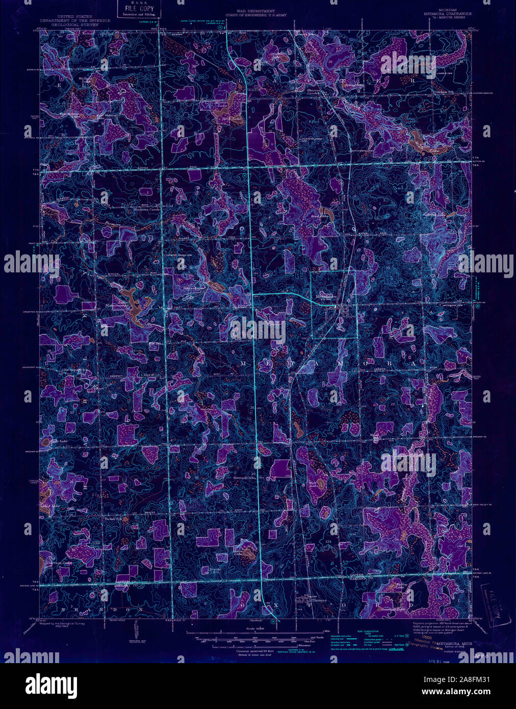 USGS TOPO Map Michigan MI Metamora 276671 1946 24000 Inverted Stock ...