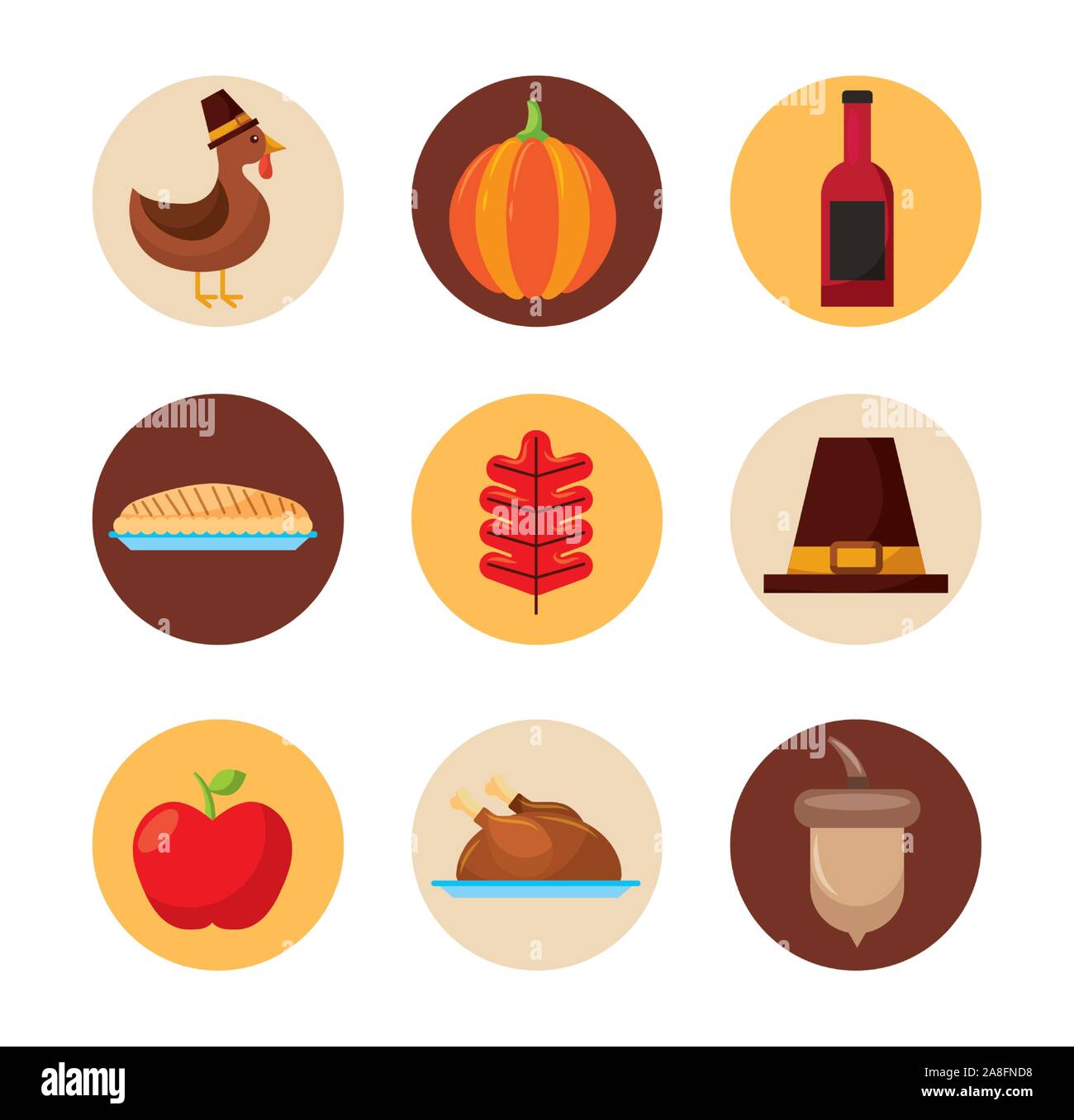 Happy thanksgiving day icon set vector design Stock Vector Image & Art ...
