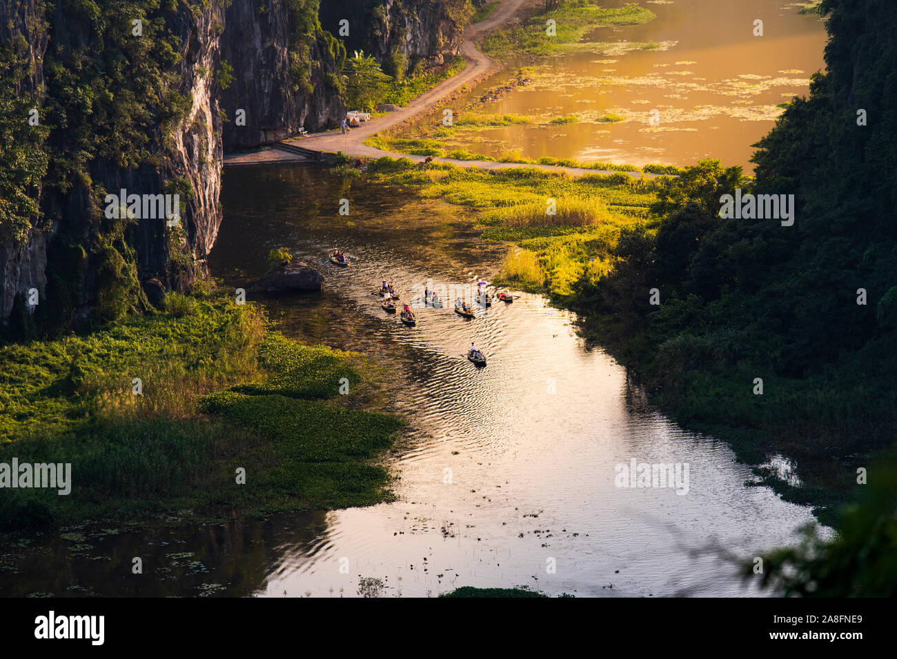 Beautiful sunset over Vietnamese rivers and Landscape from the scenic ...
